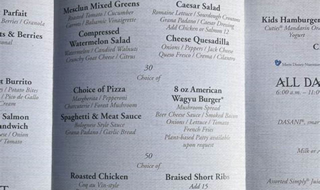 Disney's Grand Californian Hotel Room Service Menu & Dining